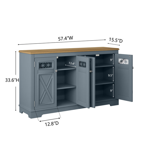 Gracie Oaks 57.4 Farmhouse Sideboard Buffet With Adjustable Shelves | Wayfair